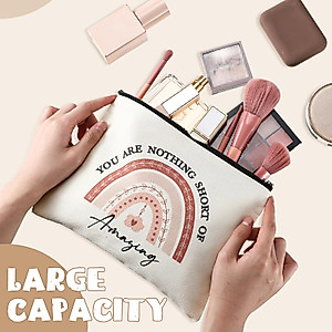 Coume 12 Pieces Thank You Gift Makeup Bags Inspirational Gifts for Social Worker Nurse Women Appreciation Gift for Colleague Coworkers Teacher Volunteer Cosmetic Bags for Birthday(Delicate Pattern)