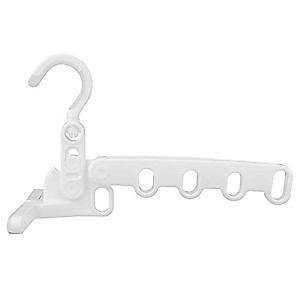 Zerodis Clothes Hanger Rack with 5 Holes, Folding Space Saver Clothing and Closet Rod Storage Organizer for Wall Door Balcony, Portable Household Travel Drying Rack Clothes Rack, White