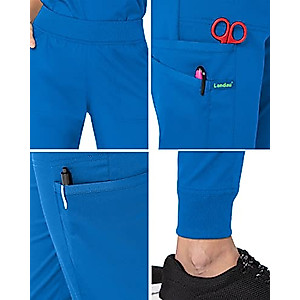 Landau Proflex Tailored Fit Stretch 7-Pocket Jogger Scrub Pants for Women 2030PRV Wine