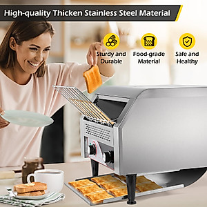 Dyna-Living Commercial Toaster 450 Slices/Hour Conveyor Toaster Heavy Duty Commercial Toaster for Restaurant 2600W Conveyor Belt Toaster Oven for Bagel Bread