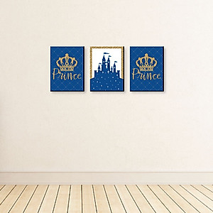 Big Dot of Happiness Royal Prince Charming - Baby Boy Nursery Wall Art and Kids Room Decorations - Gift Ideas - 7.5 x 10 inches - Set of 3 Prints