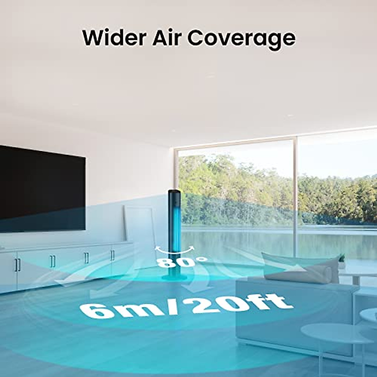 Grelife 36'' Tower Fan with Remote, 75° Oscillating Fan, Bladeless 3 Modes, Speeds, LED Display Auto Off, Quiet Cooling 12H Timer for Bedroom Living Room Office, Black