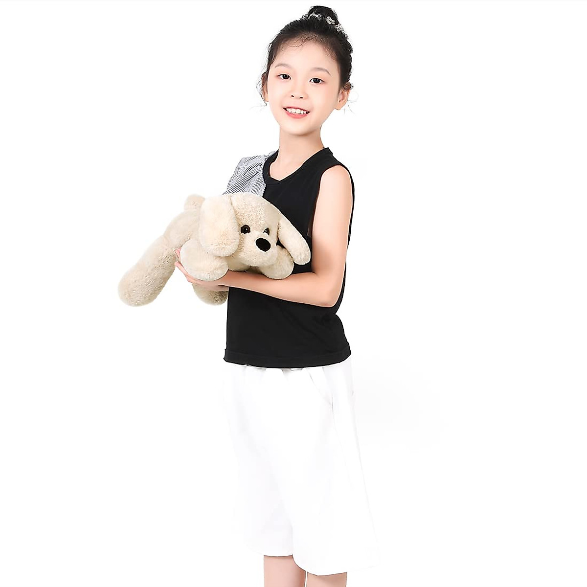 MIAOHAHA Plush Puppy Toy Cute Stuffed Animal Dog, Kids Plush Toy Pillow, Lifelike Soft Light Brown Dog Cuddly Toy Gift for Kids/Girls(40cm/15.7in)