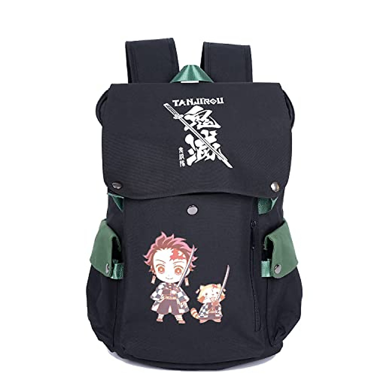 KQNFFN Anime Cosplay Backpack Black Daypack Polyester USB Laptop Backpack for for Anime Fans Boys Girls Kids (Green)