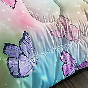 BailiPromise Colorful Butterfly Comforter Set Twin Tie Dye Butterfly Bedding Set for Girls Kids Rainbow Bed Set 1 Comforter and 2 Pillowcases Ultra-Soft Lightweight