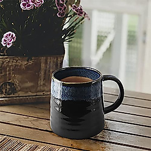 wewlink Large Ceramic Coffee Mug, Pottery Mug,Tea Cup for Office and Home,Handmade Pottery Coffee Mugs,16.5 Oz,Dishwasher and Microwave Safe,kiln altered glaze craft (Sky Blue)