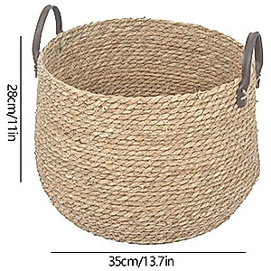 Handmade Rattan Basket Laundry Diaper Toy Storage Basket (Size : Small) (Large)