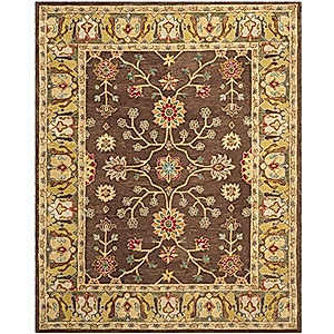 SAFAVIEH Anatolia Collection Area Rug - 8' x 10', Brown & Gold, Handmade Traditional Oriental Wool, Ideal for High Traffic Areas in Living Room, Bedroom (AN562A)