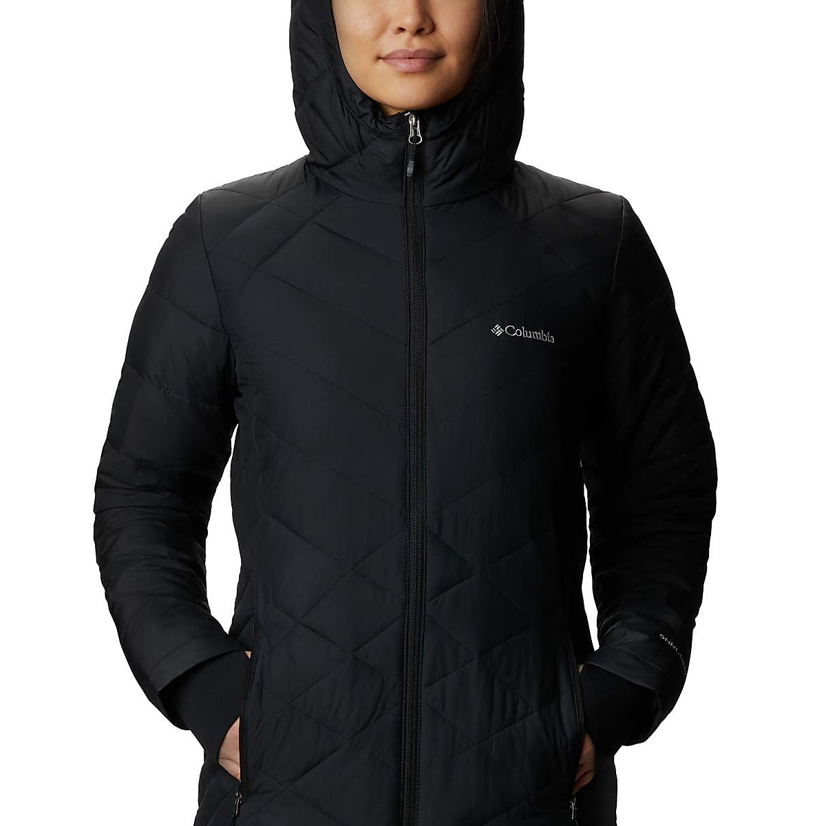 Columbia Women's Heavenly Long Hooded Jacket, Black, Large