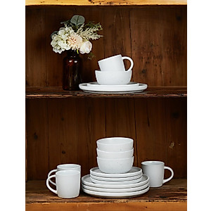 Famiware Dawn Plates and Bowls Sets, 12 Pieces Stoneware Dinnerware Sets, Dishes Set for 4, Microwave and Dishwasher Safe, White Matte