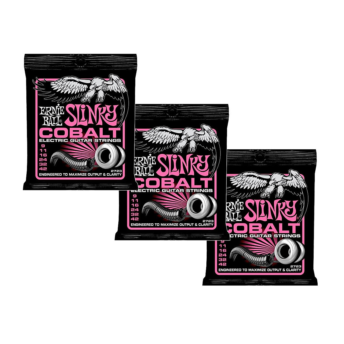 Ernie Ball 2723 Cobalt Super Slinky Electric Guitar Strings 9-42 3 Pack