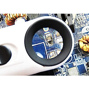 Handheld 40x High Power Hand Held Magnifier Magnifying Glass with 2-LED Light (White )