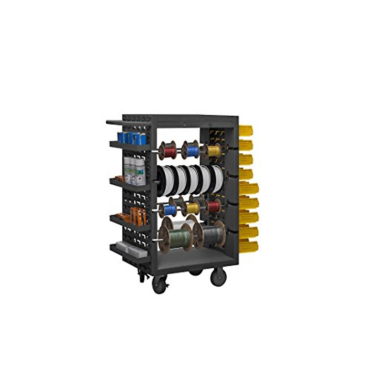 Durham 14 Gauge Steel Rod Mobile Wire Spool Rack with 1-1/2" Lip On, Gray, 1200 lbs Load Capacity, 46" Height, 26" Width