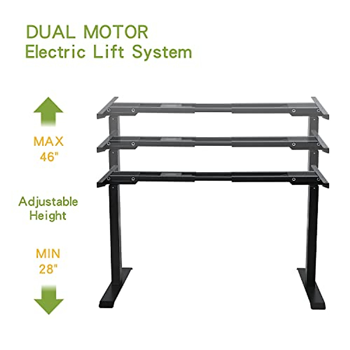 Radlove Dual Motor Electric Height Adjustable Standing Desk, 59 x 30 Inches Desk Whole-Piece Desk Board Electric Sit Stand Desk Home Office Table Ergonomic Desk