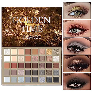 UCANBE Nude Eyeshadow Makeup Palette, 40 Color Matte Shimmer Glitter Eye Shadow, Warm Neutral Black Dark Grey Smoky Make Up Pallet Highly Pigmented Long Lasting Waterproof