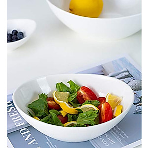 Lawei 4 Pack Porcelain Serving Bowls, 36 Oz Oval Ceramic Mixing Bowls, 9" Large Serving Dishes for Salads, Spaghetti, Dessert, Veggie, Potatoes and Fruits, Side Dishes, Microwave & Dishwasher Safe