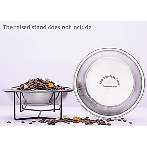 BiteKing Stainless Steel Cat Bowls, Whisker Fatigue Relief Cat Food Dish, Metal Shallow Wide Large Replacement Plate for Dog and Pet, Ideal for Raised Elevated Pet Feeding Station Stand