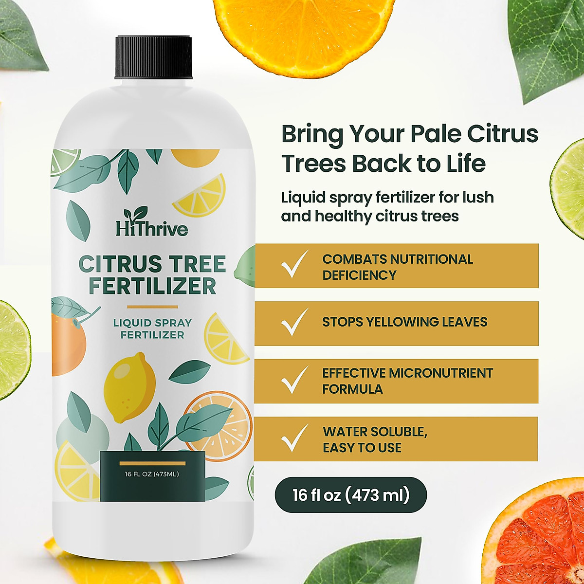 16oz Citrus Fertilizer & Fruit Tree Fertilizer - Makes 32 Gallons of Plant Fertilizer for Fruit Trees and Citrus Trees, Premium Citrus Tree Fertilizer and Liquid Plant Food, Water-Soluble Fertilizer