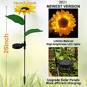 AHNNER Sunflower Solar Lights Outdoor Garden Decorative, 26'' Fall Solar Garden Lights, Solar Flower Lights IP65 Waterproof for Yard Patio Porch Backyard (2 Pack)