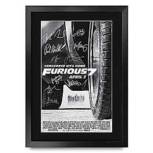 HWC Trading Fast & Furious 7 Vin Diesel, Paul Walker, Dwayne Johnson 16 x 12 inch Framed Gifts Printed Poster Signed Autograph Picture for Movie Memorabilia Fans - 16" x 12" Framed