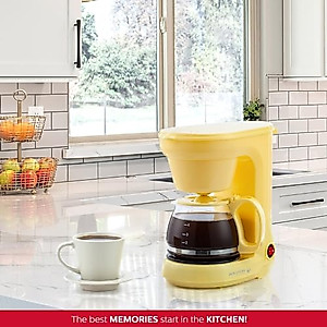 Holstein Housewares - 5 Cup Drip Coffee Maker - Convenient and User Friendly with Permanent Filter, Borosilicate Glass Carafe, Water Level Indicator, Auto Pause/Serve and Keep Warm Functions,Yellow
