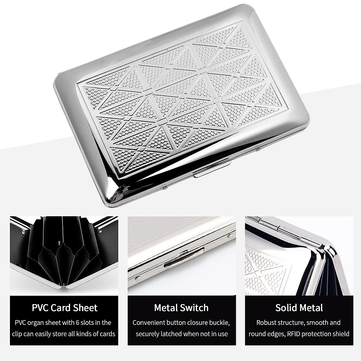 EYIDADAE RFID Credit Card Holder Protector Metal Credit Card Wallet Business Card Holder for Women and Men-Can Hold 5 Bank Cards (Silver)