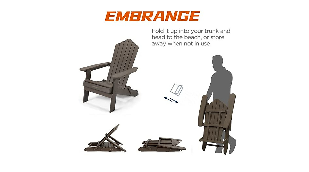 EMBRANGE Folding Adirondack Chairs for Outdoor Comfort & Style