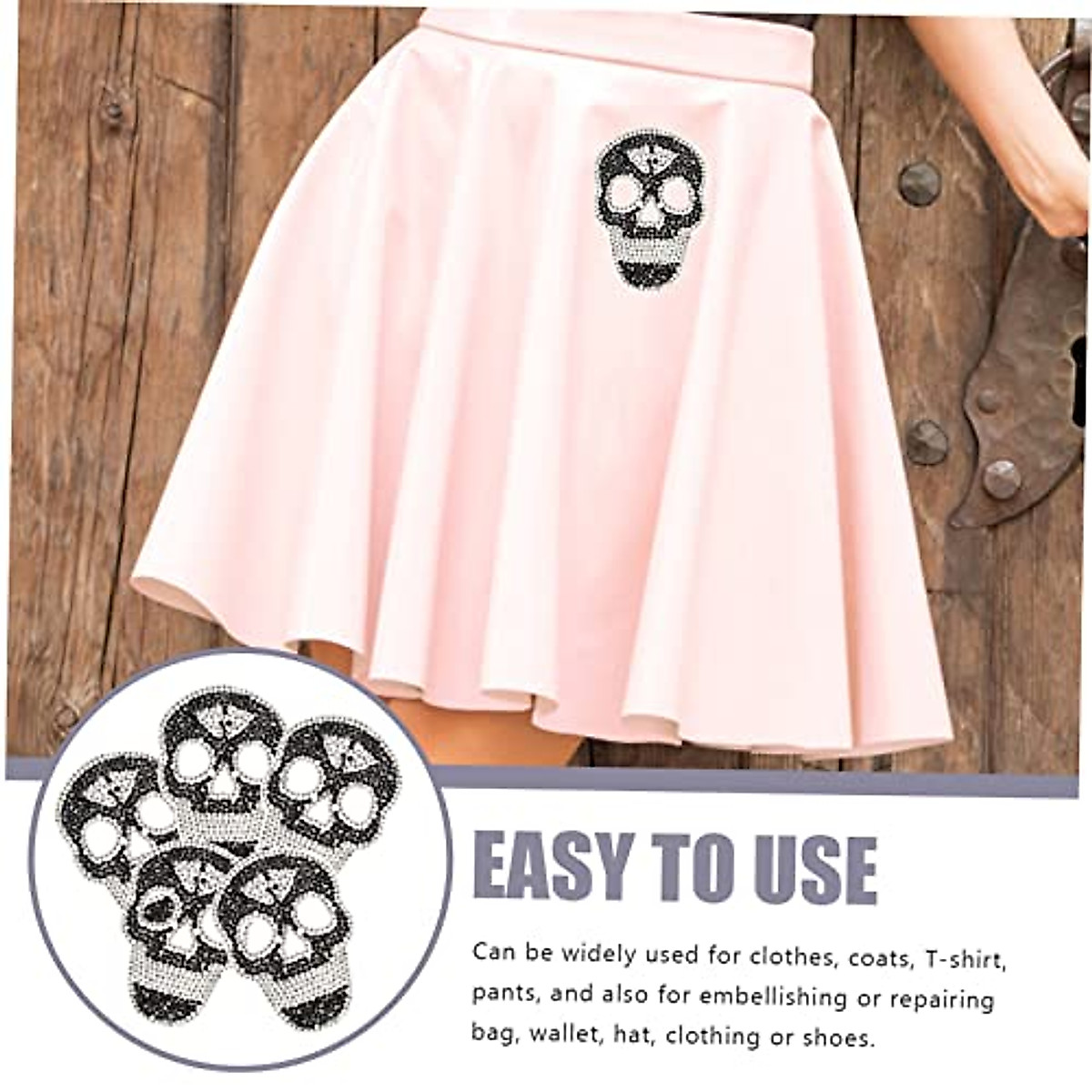 BETOOKY 5pcs Skull Hot Diamond Stickers Hotfix Rhinestones Cap Decorations Skeleton Costume Clothes Patch Crystals Skull Patches Bags Iron on Patch Skull Sewing Patches Back Patches Decor