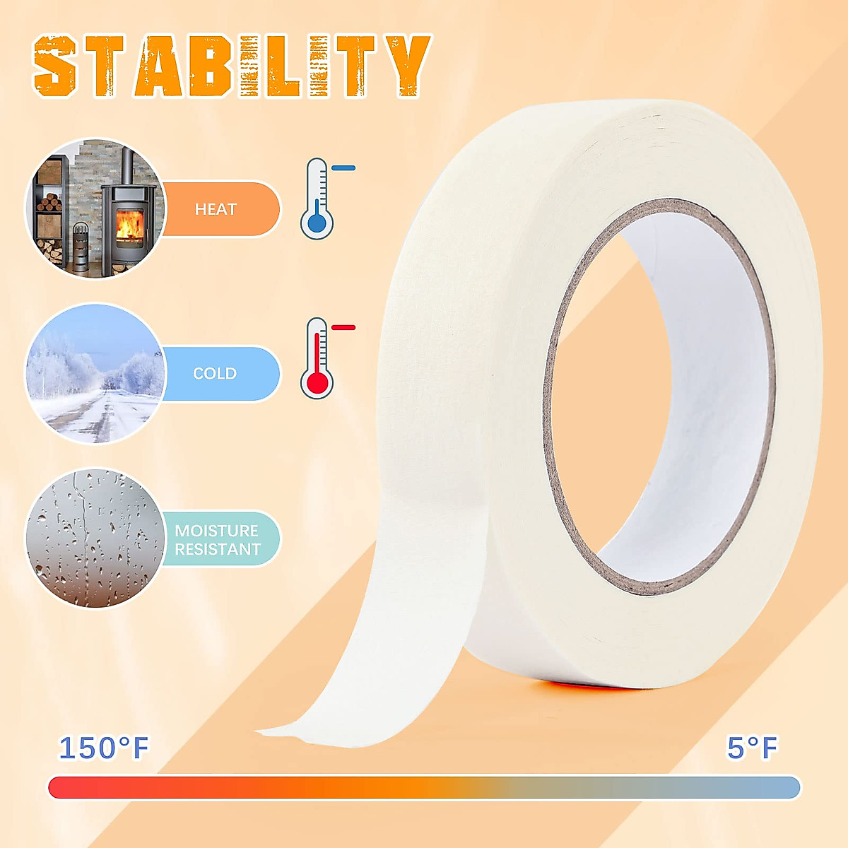 Masking Tape Bulk 1 Inch 20 Packs Drafting Painters Tapes White Beige, General purpose Masking Tapes for Painting, Labeling, Packing, Craft, Art, Home, Office, School, 1 Inch x 55 Yards x 20 Rolls