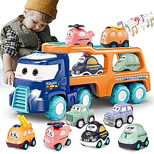 Rubikliss Toddler Toys Car for Boys, Kids Toys for 1 2 3 4 5 6 Year Old Boys, 7 in 1 Big Carrier Cartoon Trucks, Toddler Toys Age 2-4 Baby Toys 12-18 Months Birthday Gift Toddler Toys Age 1-2