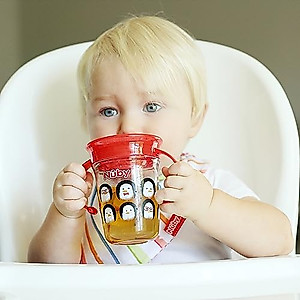 Nuby Tritan No Spill 2 Handle 360 Degree Printed Wonder Cup, Prints May Vary, 1pk