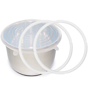 Silicone Sealing Ring Gaskets (2) + Silicone Inner Pot Lid Cover (1) Accessories Compatible with 8 Qt Instant Pot and Other Pressure Cookers