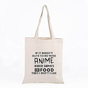 WCGXKO Anime Lover Gift Video Gamer Gift Foodie Gift Funny Tote Bag For Anime Fans Gamer Food Lover (Anime video Food2)