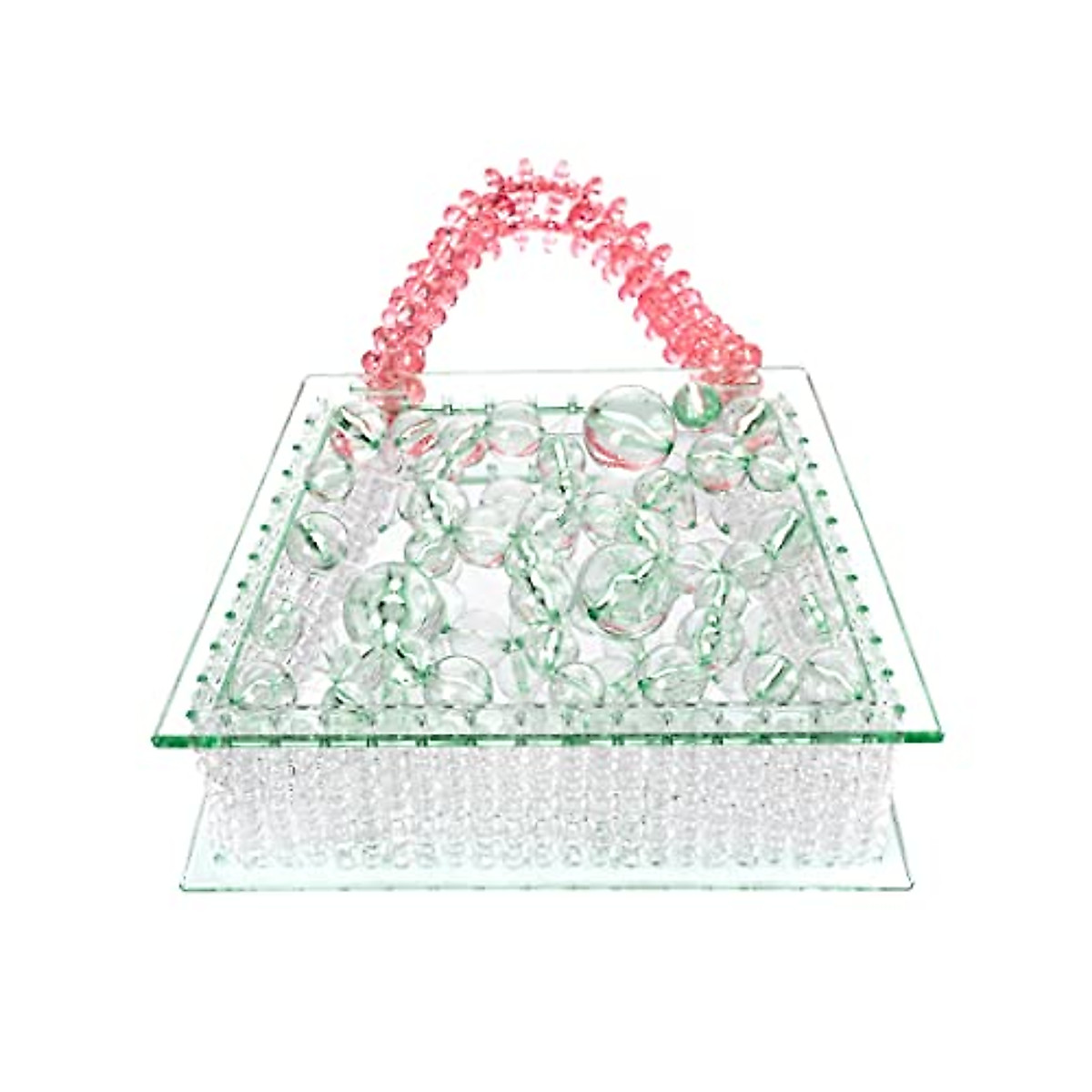 Milanblocks LLC Women Cute Crystal Acrylic Mint Spider Woven Round Beaded Clutch Bag Wedding Purse Bridal Prom Handbag Party Bag