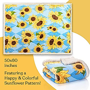 Sunflower Blanket - 50x60 Inch Lightweight and Luxuriously Ultra Soft Bright and Cheerful Sunflower Throw Blanket - Beautiful Sunflower Decor for Bedroom or Living Room