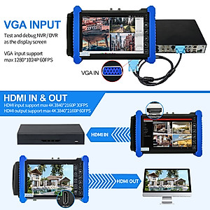 Rsrteng CCTV Tester,IPC-7600CADHS Plus 8K 32MP IP Camera Tester with Cable Tracer 4K 8MP AHD CVI TVI SDI CVBS Coaxial Camera Tester 7” Touch Screen Monitor Support HDMI VGA TDR WiFi Audio POE RS485