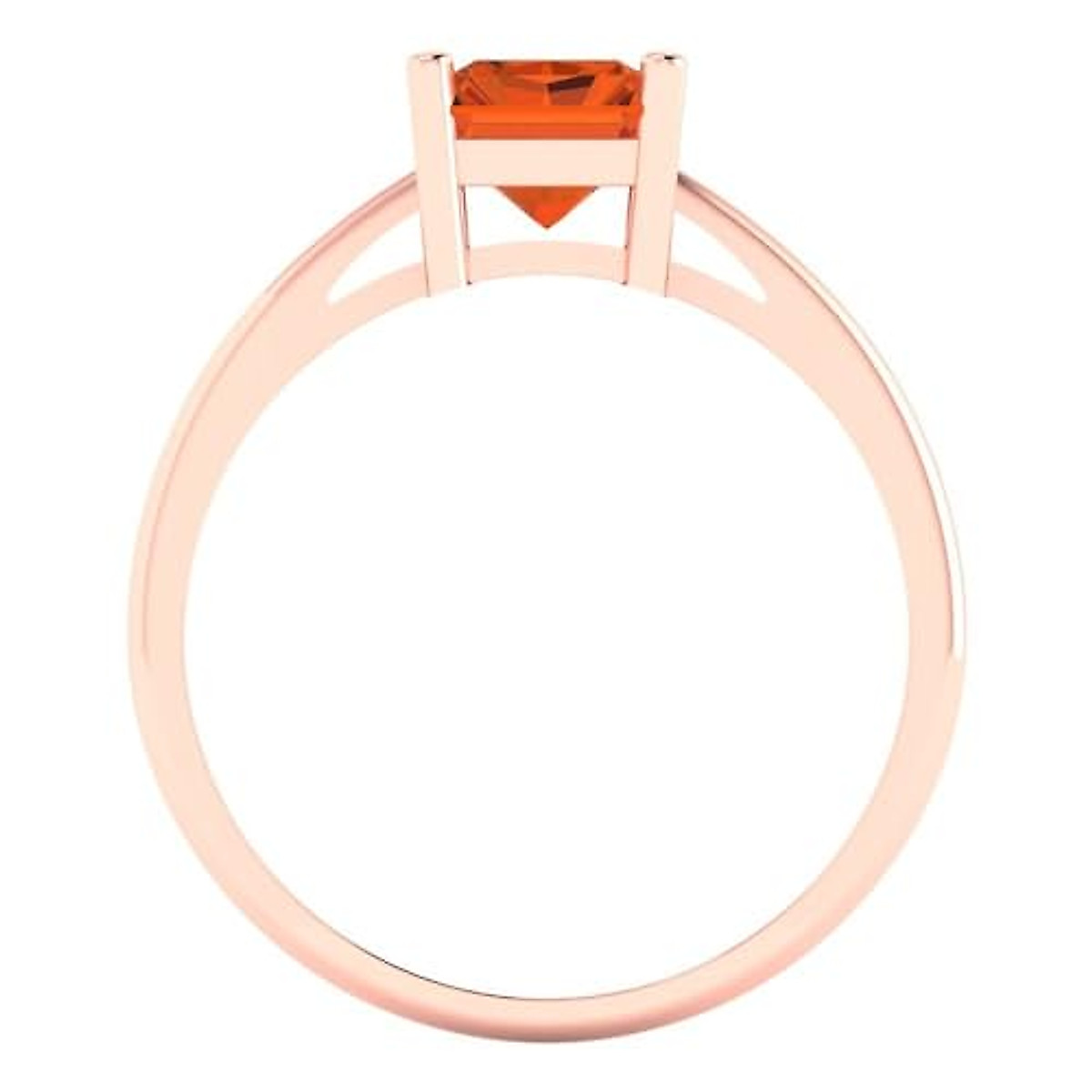 Clara Pucci 2.0 ct Emerald Cut Solitaire Red Simulated Diamond Engagement Bridal Promise Anniversary Ring 18K Rose Gold Size 8.75