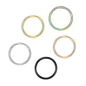 M MOOHAM Gold Nose Ring Hope, 20 Gauge Nose Ring Gold 6mm Surgical Steel 20g Nose Rings Hoop Septum Clicker Cartilage Hoop for Women，Tragus Jewelry Helix Daith Earring Conch Hoop Nose Piercing