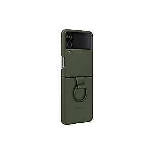 SAMSUNG Galaxy Z Flip 4 Silicone Cover with Ring, Protective Phone Case with Finger Loop, Matte Finish, Bold Style, Handheld Design, US Version, Green