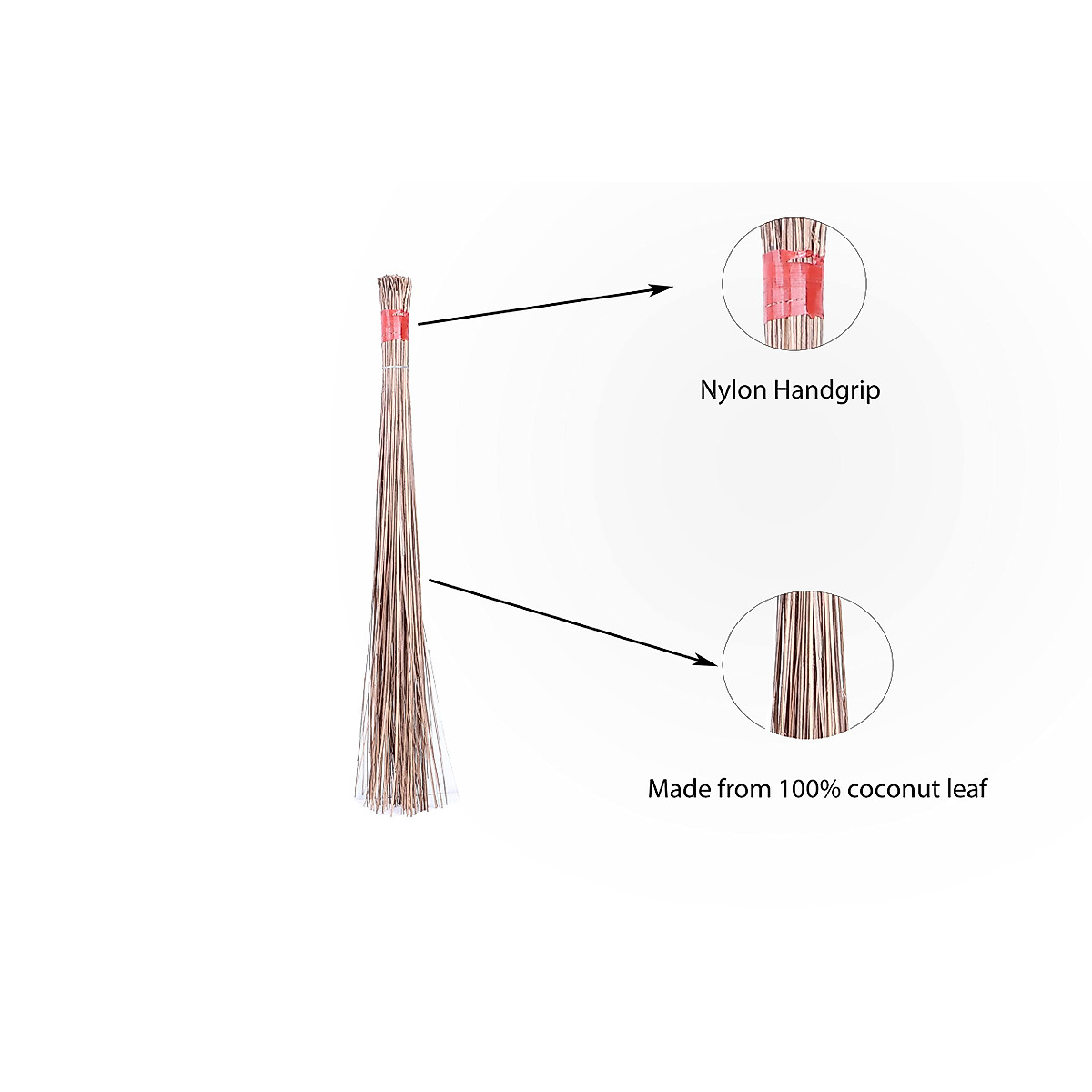 1 Piece of 32 inch Multi-Surface Sturdy Outdoor Authentic Coconut Leaf Broom Asian Heavy Duty Broom Thai Natural Coconut Leaf Broom (Country Rustic)