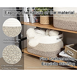 OIAHOMY Storage Basket, Woven Baskets for Storage, Cotton Rope Basket for toys,Towel Baskets for Bathroom - Pack of 3, Gradient Yellow