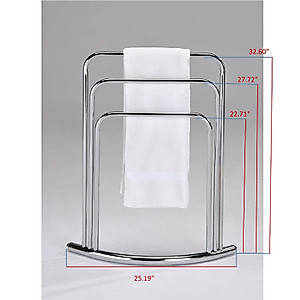 King's Brand Furniture-Kenneth Metal 3 Tier Freestanding Bathroom Towel Rack Stand, Chrome