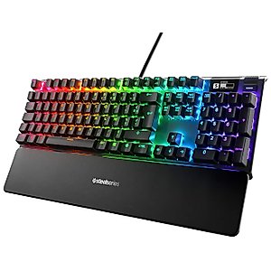 SteelSeries Apex Pro Mechanical Gaming Keyboard, Adjustable Actuation Switches, OLED Display, Red Switches, French AZERTY Layout