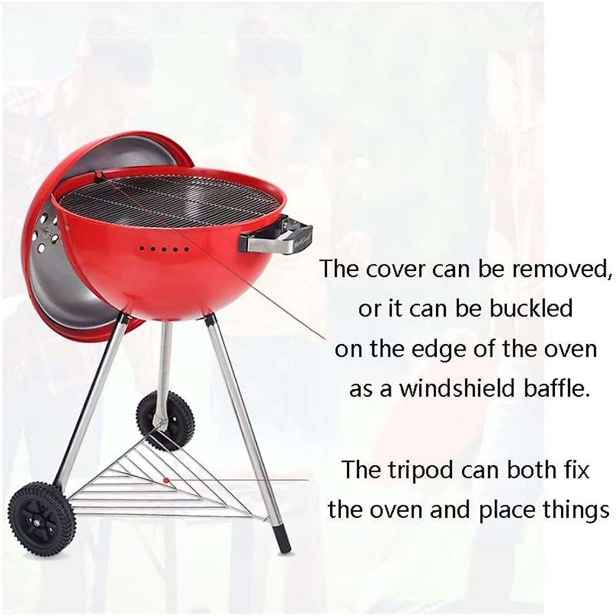 VONGAZ Charcoal Grill Barbecue Grill BBQ Stove Barbecue Outdoor BBQ Grill Charcoal Barbecue Grill Garden Villa Barbecue Grill Charcoal Stove BBQ Grill (Color : Rojo)