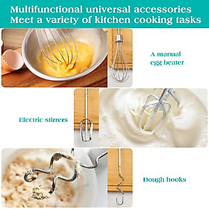 Hand Mixer Electric, 5-Speed Hand Mixer Electric Portable, with Snap-on Storage Case, 5 Stainless Steel Attachments,Dough Hooks Whisk Storage Case,Blender for Baking & Cooking,White