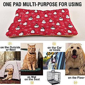 Coikll Christmas Cute Snowmen Pet Bed Pad Soft Dog Bed Mat with Anti-Slip Bottom, Machine Washable Crate Pad Mattress for Dog Sleeping- 36 * 24inches
