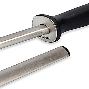 Navaris Diamond Sharpening Steel - 12" (31cm) Oval Knife Rod Sharpener for Honing Kitchen Knives - Lightweight and Durable for Home or Pro Use