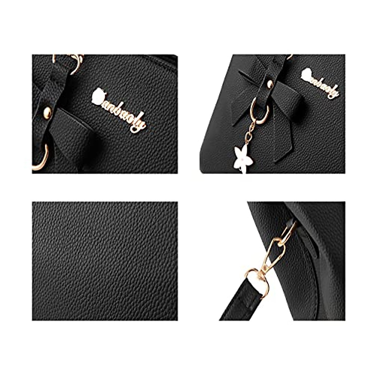 SMALL BLUE Women Soft Synthetic PU Leather Tote Hobo Shoulder Crossbody Bag with Bow Ornaments Clutches Satchels-Brown