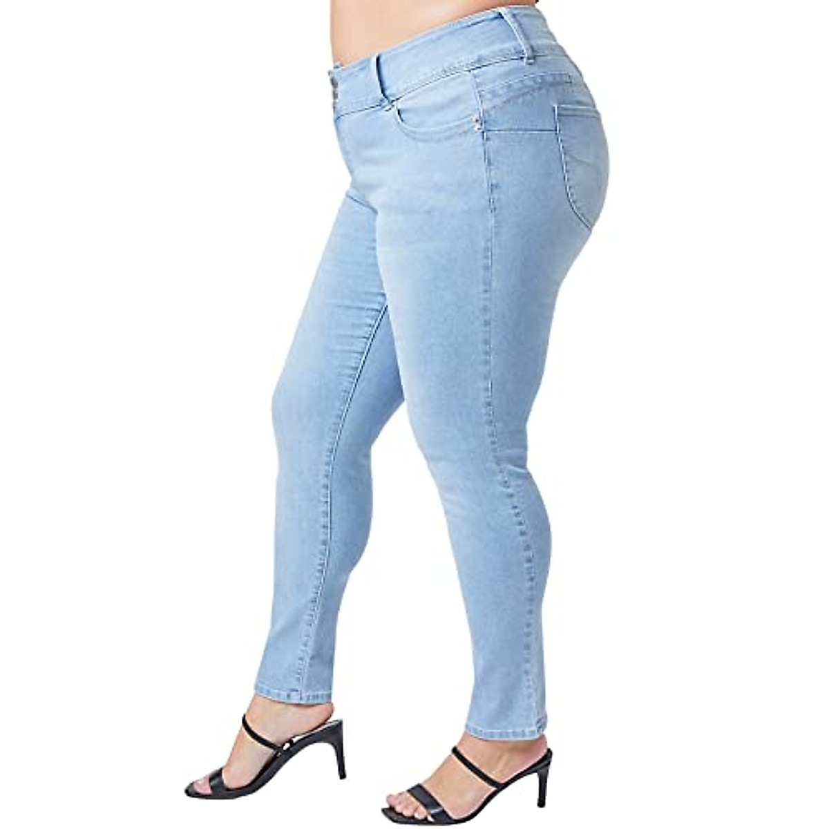 YMI Women’s Mid Rise Skinny Jeans, Wannabettabutt, Sustainably Made, Zip Fly, 3-Button, Fitted, Trendy, Butt-Lifting Stretchy Denim, Mid Waisted Jean, Full Length