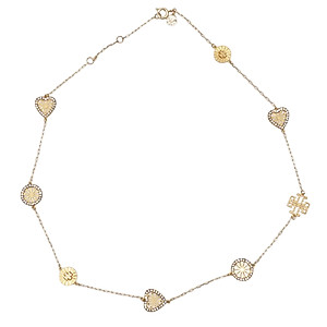 Tory Burch 141860 Britten Rolled Brass/Tory Gold Tone Crystal Pave Women's Necklace